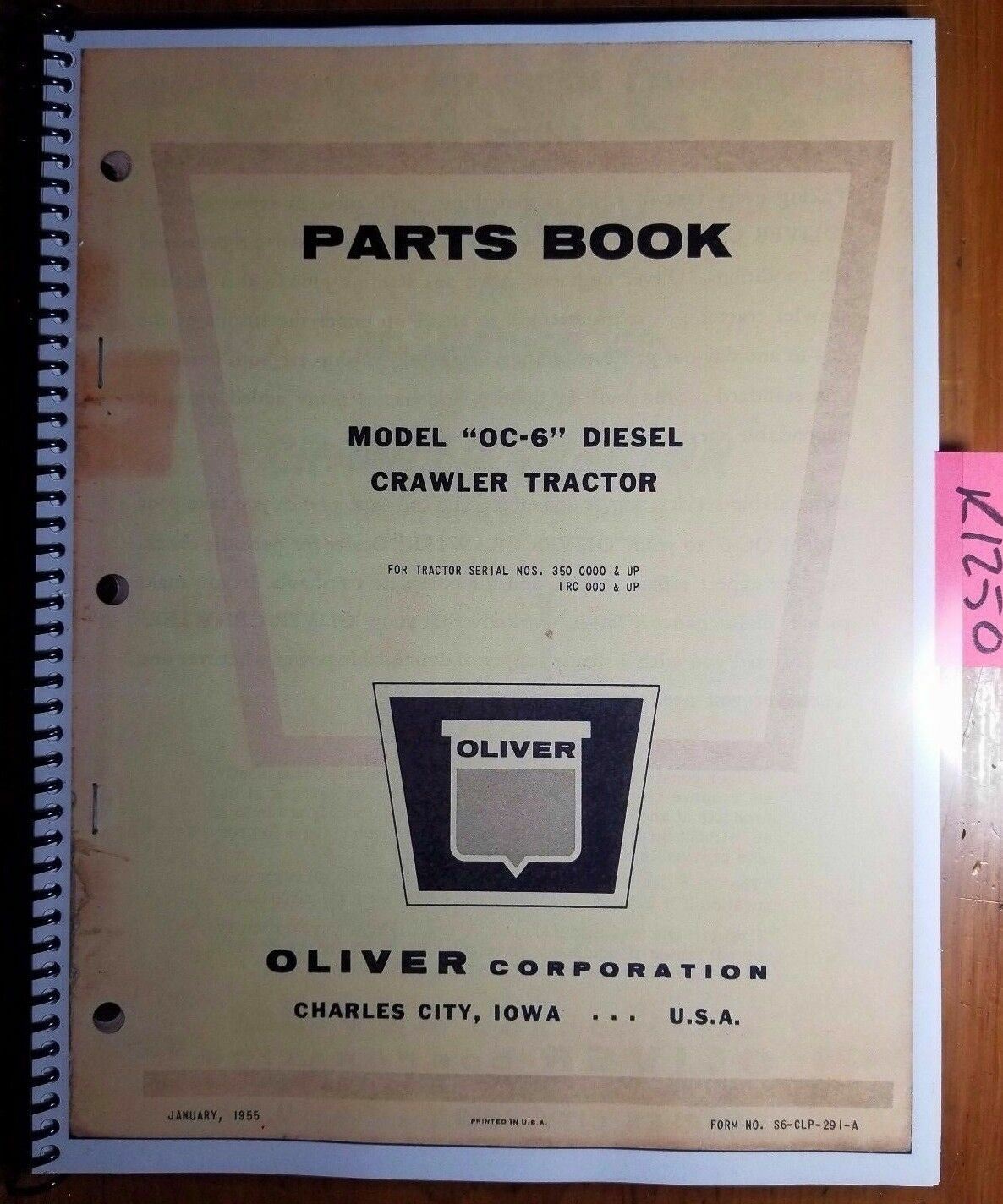 Oliver OC-6 Diesel Crawler Tractor 3500000- & IRC000- Parts Book ...