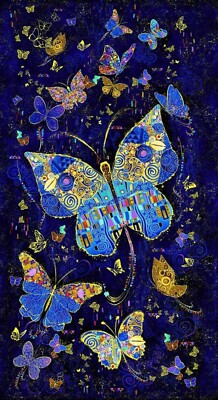 Timeless Treasures - Wings Of Gold - 24" Butterfly Panel W/ Metallic ...