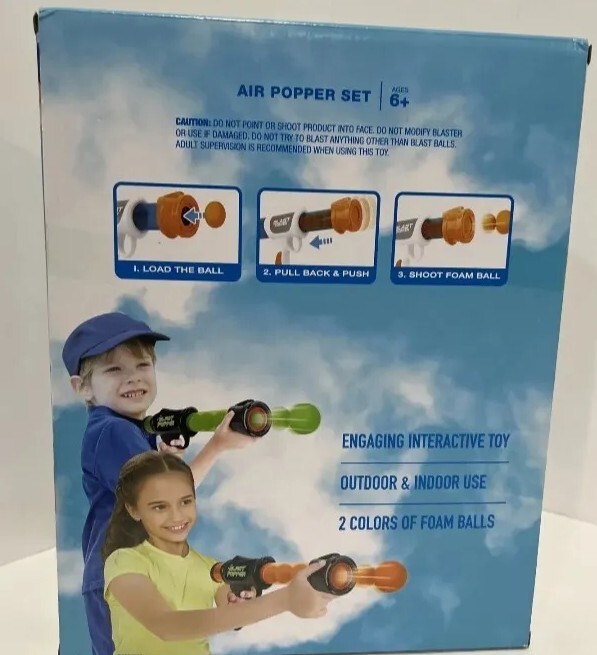 Toy Gun Air Popper Guns Set 2 Guns + 36 Foam Balls TOYS Outdoor Play ...