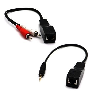 DC 3.5mm 1/8" Stereo to RCA Red White Audio Signal Balun Over Cat5/6 ...