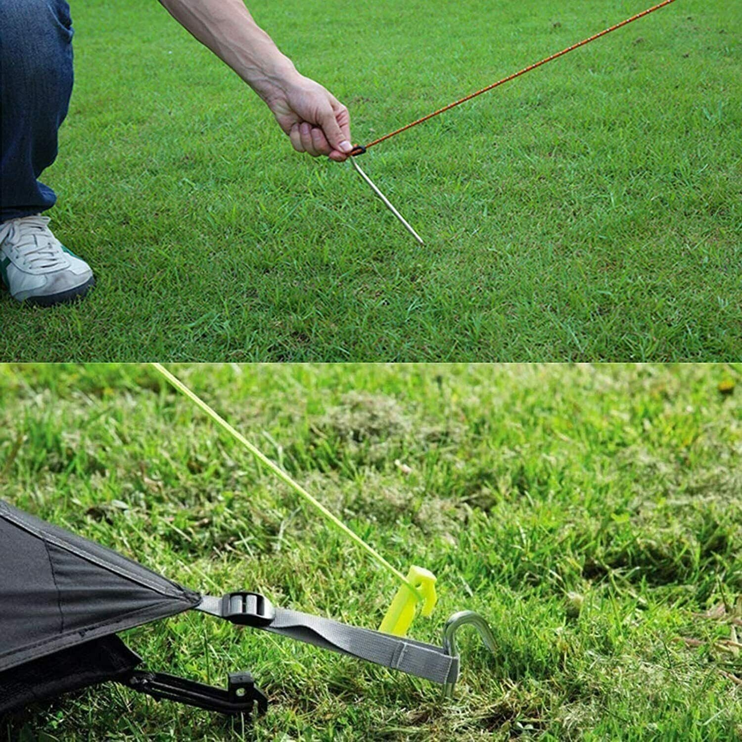 10x Metal Ground Pegs Heavy Duty Tent Hooks Pins Camping Tarpaulin ...