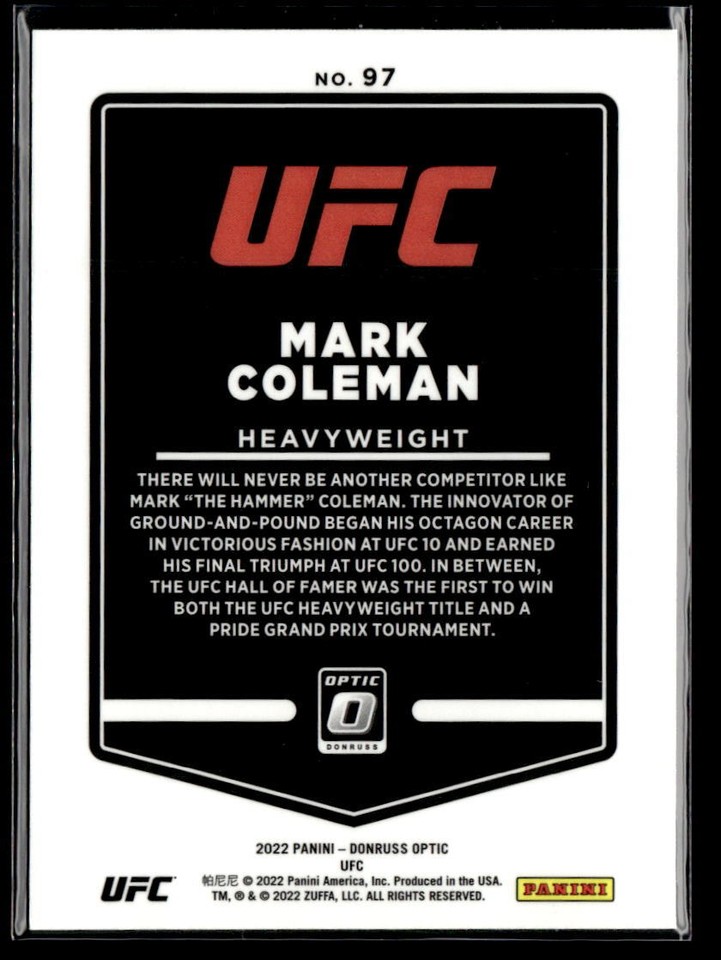 2022 Panini Optic UFC #97 Mark Coleman NM/MINT | eBay