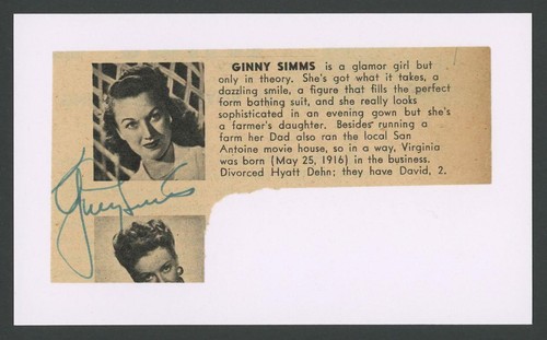 GINNY SIMMS autograph cut | Actress/Singer - Signed | eBay