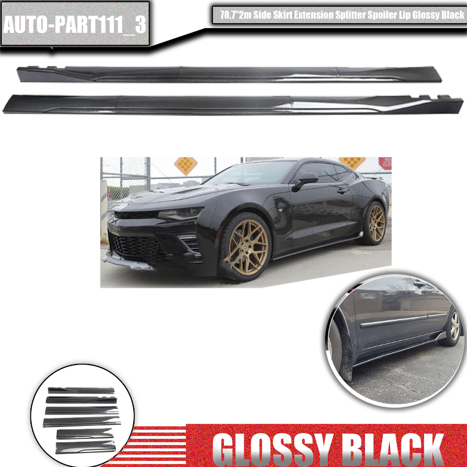 for Chevrolet Chevy Camaro Side Skirt Extension Lip Winglet Carbon ...
