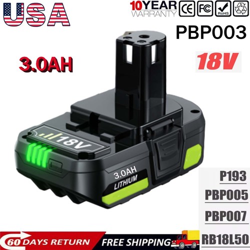For RYOBI 18V One plus 3.0Ah Lithium Battery P108 P189 PBP003 PBP006 ...