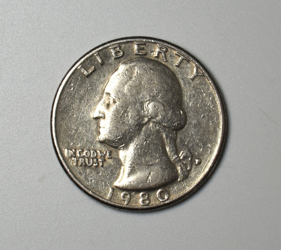 1980 D George Washington Quarter Error Coin RPM Filled Collar Die Clash ...