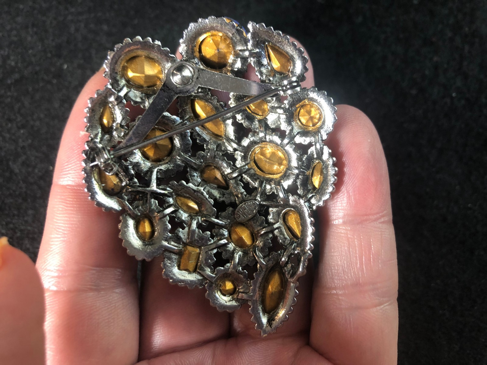 Weiss Pin Brooch Blue Aqua Teal Sparkling Rhinestone Signed Vintage | eBay