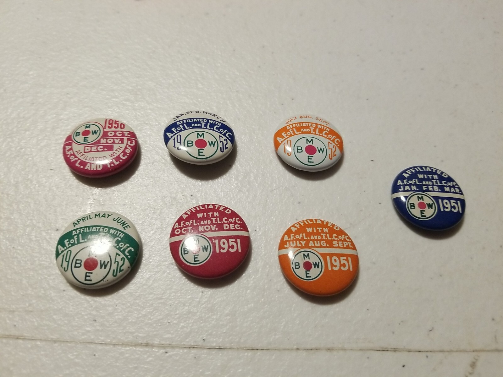 Vintage A F OF L TEAMSTERS UNION PINBACK PINS BUTTON BMWE 1950’s T.L.C ...