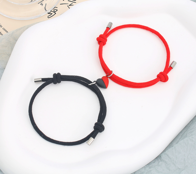 2Pcs Heart Couple Bracelet Set Magnetic Love Matching Magnet ...