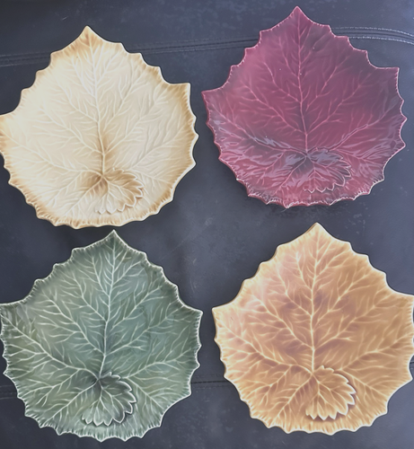Williams Sonoma Fall Leaf 7” Appetizer Plates Set of 4 Italy Autumn ...
