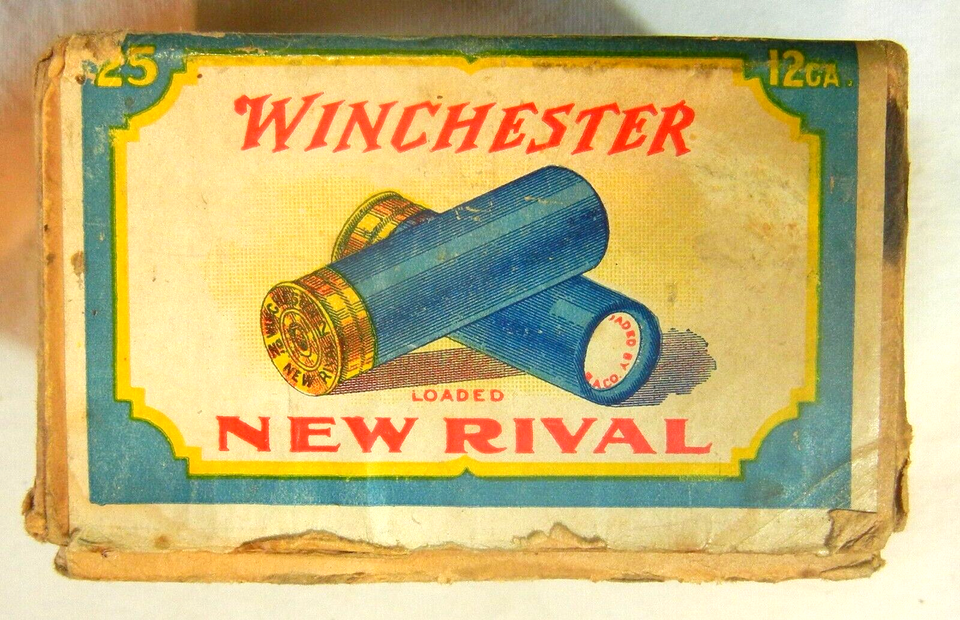 Vintage Winchester New Rival 12 ga shotgun shell ammo box empty ...