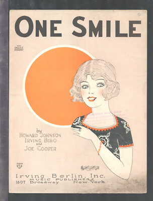 ONE SMILE Johnson/Bibo/Cooper 1925 Pretty Girl Vintage Sheet Music | eBay