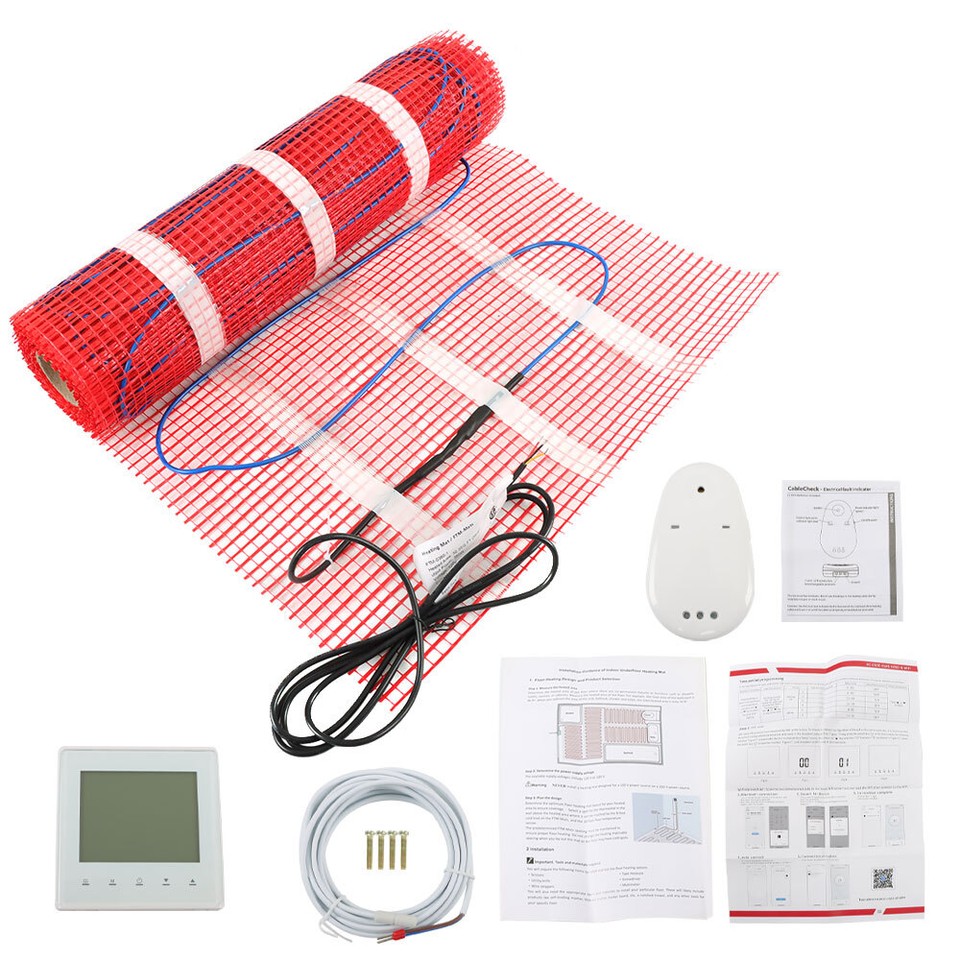10-100sqft Electric Floor Heat Mat Kit,120V Underfloor Radiant Heating ...