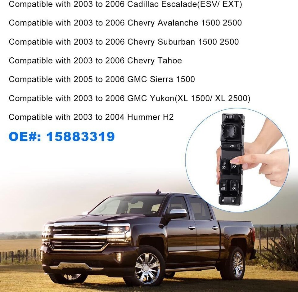 Left Master Power Window Switch 15883319 For 2003-2006 Chevy GMC ...