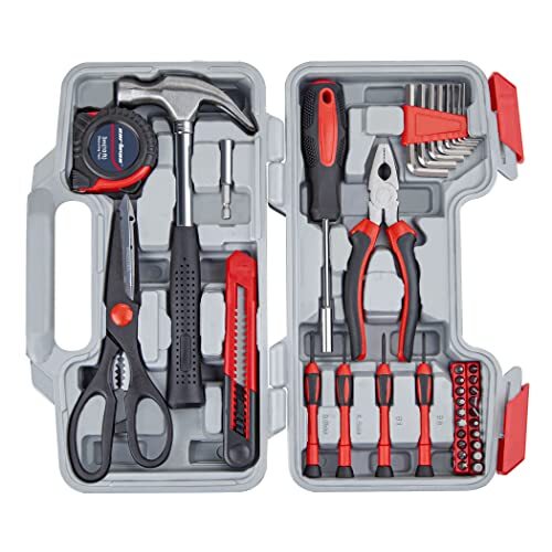 39PCS Tool Set Household Kit with Plastic Toolbox Storage Case Cutting ...