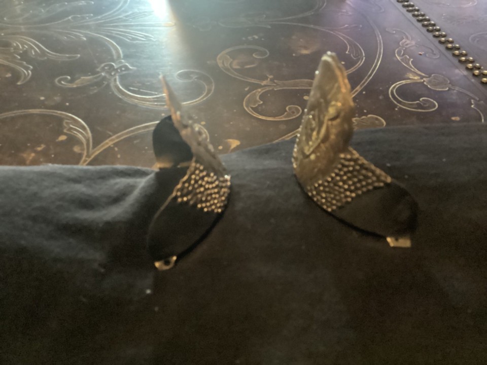 vintage western cowboy boot heel guard w/gold lions head “RARE” mexico ...