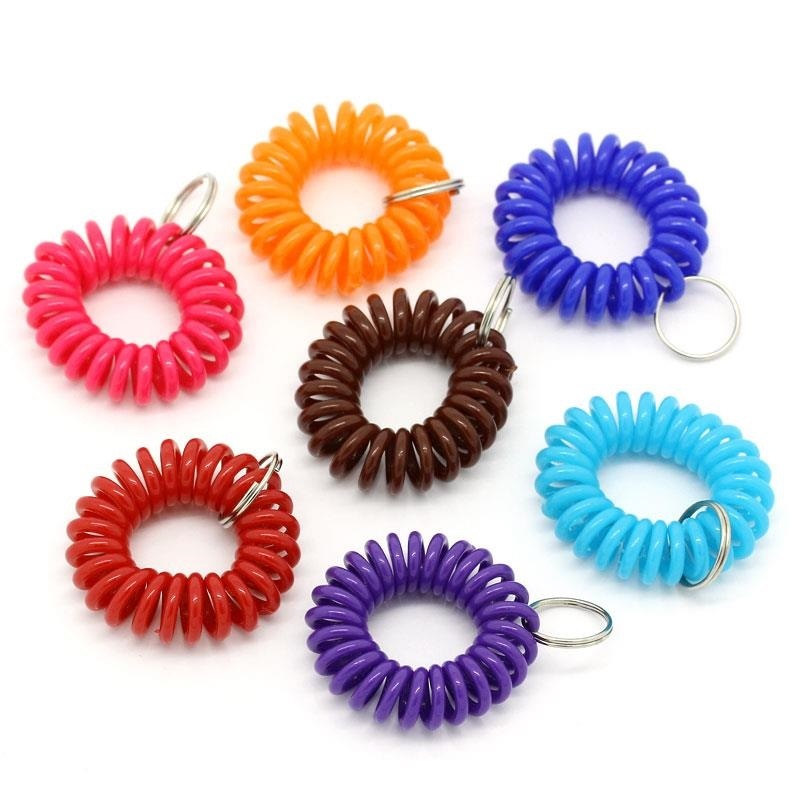 20x Plastic Spring Coil Gym Key Holder Jogging Swimming Wrist Band ...