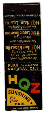 HQZ SHAMPOO matchbook matchcover - GROCERY ADVERTISING | eBay