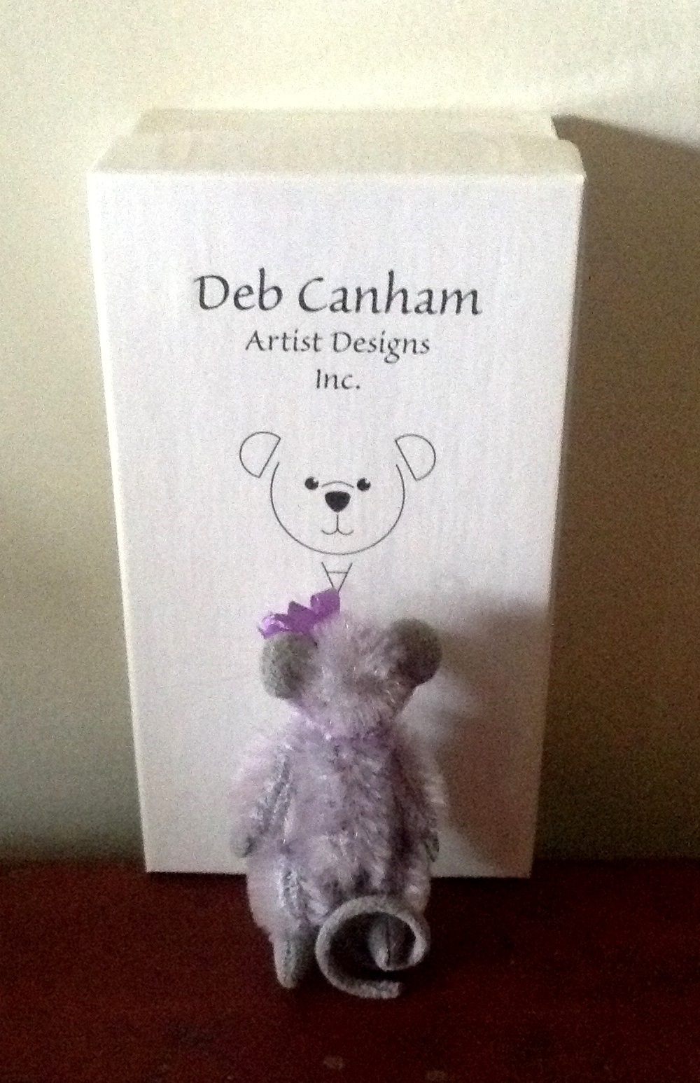 DEB CANHAM "MISSY" PURPLE MINI MOHAIR MOUSE WITH RED HEART PATCH- 2 1/4 ...