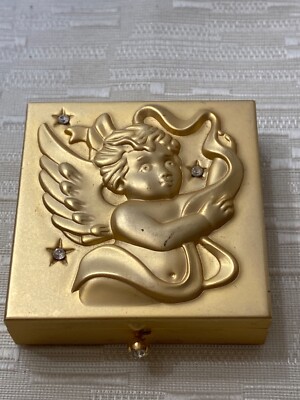 Vintage Avon Cherub Angel Gold Tone Clear Rhinestone Pill Box | eBay