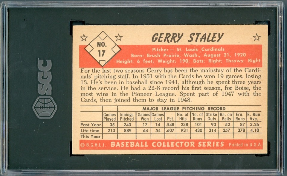 1953 Bowman Color Gerry Staley #17 SGC 6 | eBay