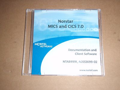 Norstar MICS/CICS 7.0 Documentation & Client Software CD NTAB9991, CD ...
