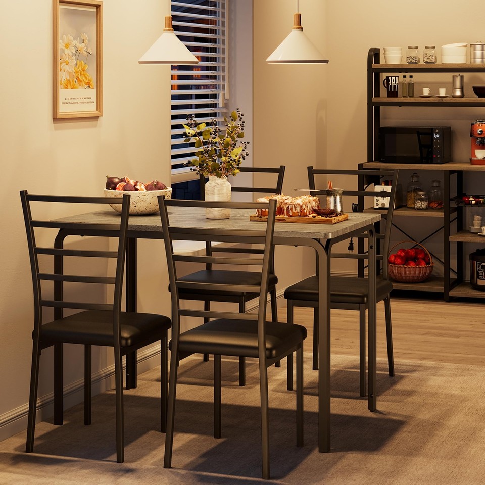 Dining Table Set for 4 ,Dinette Set ,Squre Dinner Set Kitchen Table and ...