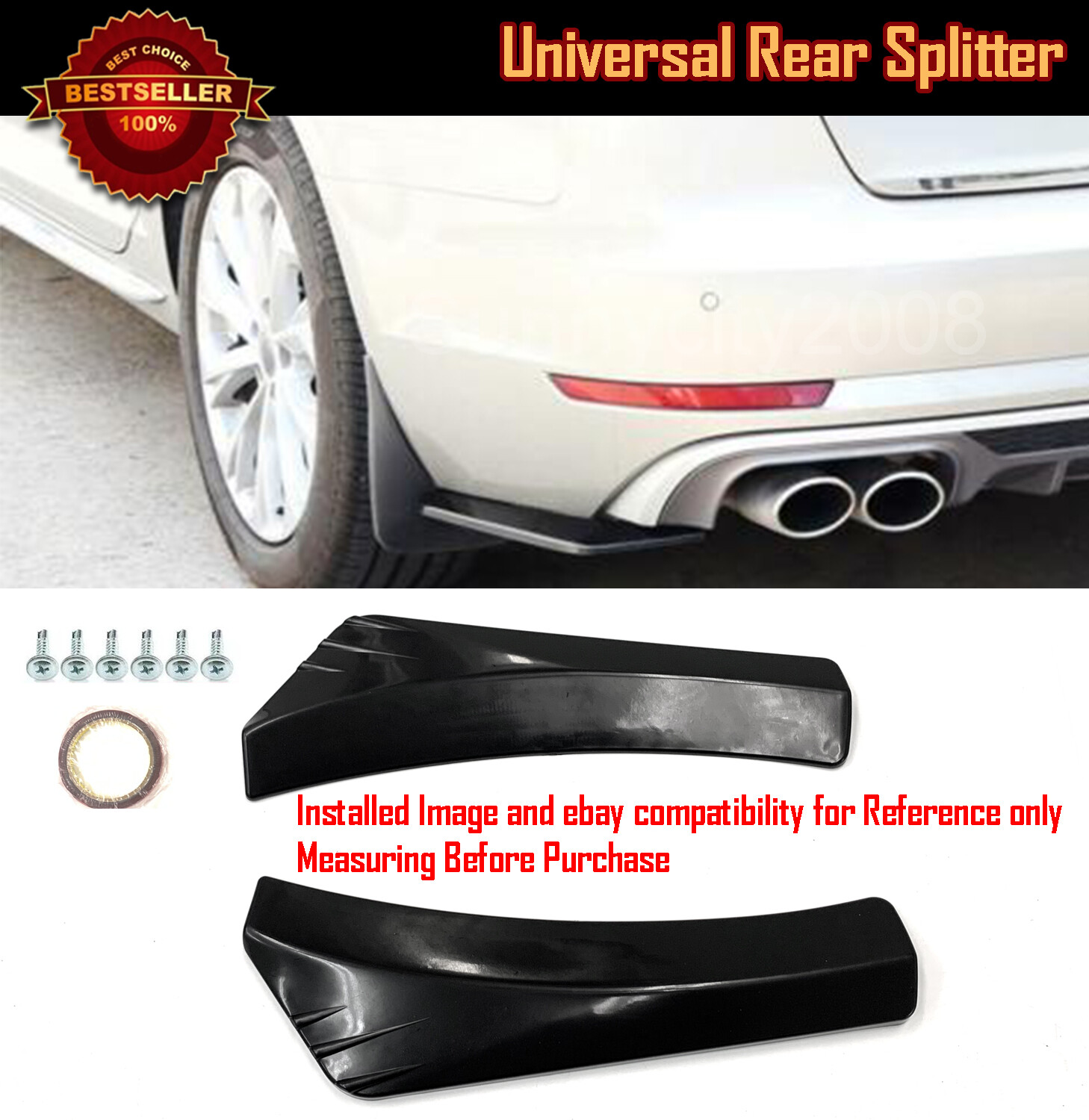 13" Black Rear Bumper Splitter Winglet Diffusers Spats Valance Blade ...