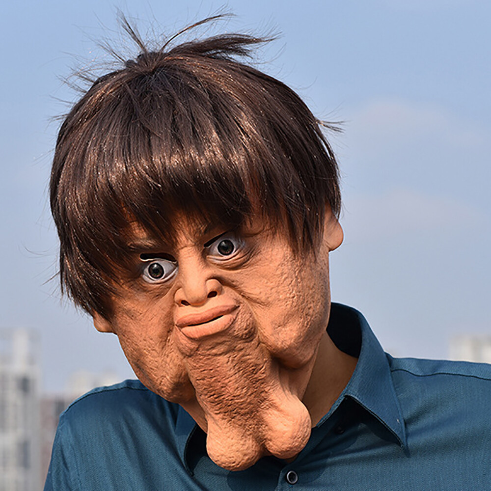 1x Funny Exaggerated Double Chin Latex Head Mask For Costume Party ...