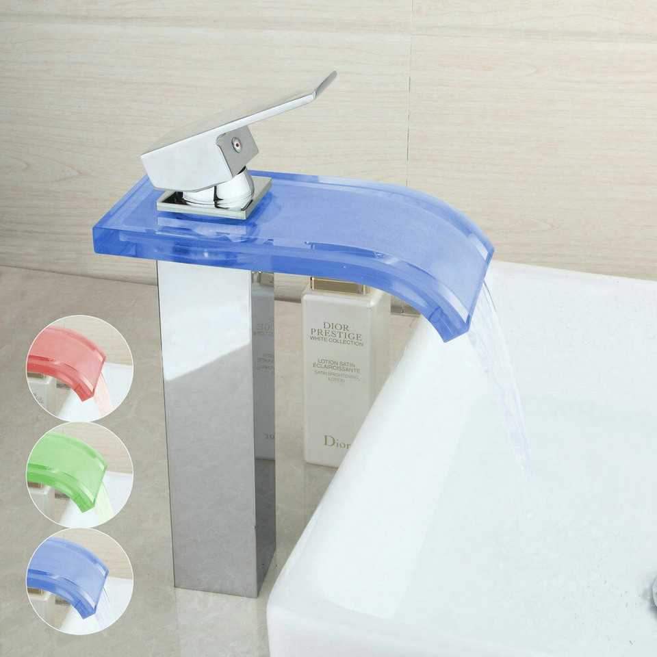US Chrome Bathroom Faucet Deck Mounted Single Handle Mixer Basin Vanity ...