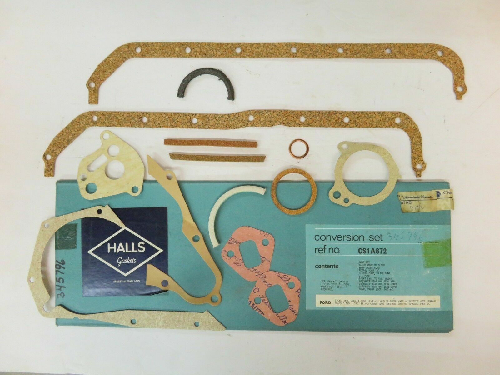 Lower Engine Gasket Set Halls Brand Fits Ford Anglia & Prefect CS1A872 ...