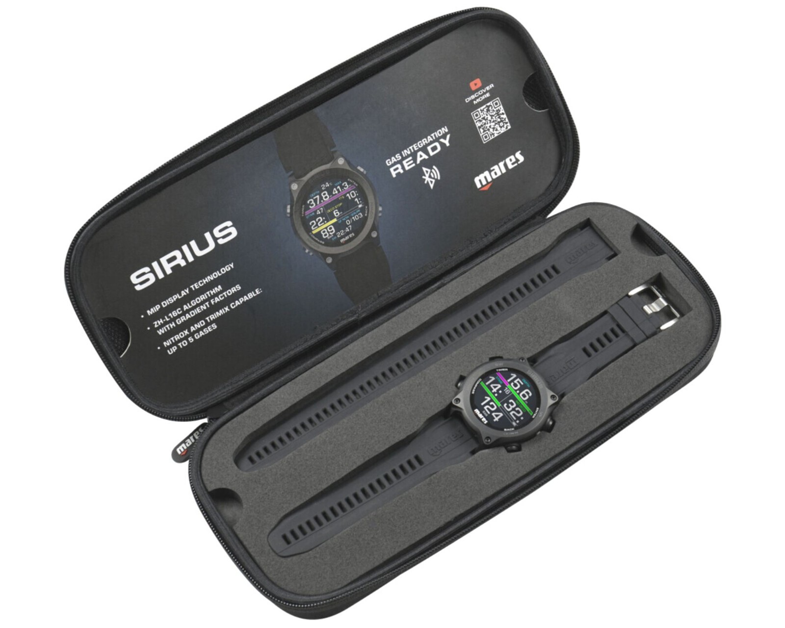 MARES SIRIUS BLACK BKBK + LED 2 Transmitter - Probe - SCUBA Diving ...