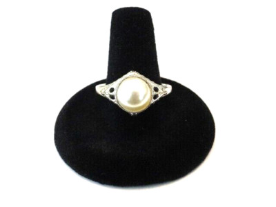 Vintage Avon NRT Large Artificial Pearl & Tiny Black Stones Fashion ...