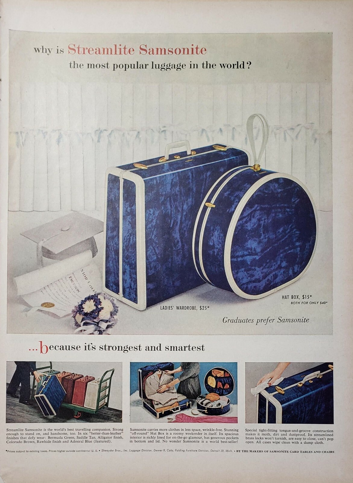 Samsonite Streamlite Vintage Print Ads Silhouette Luggage Lot of 3 | eBay