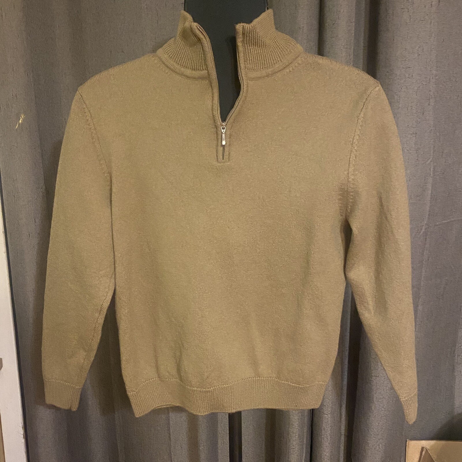 Turnbury Men's Wool Sweater M (42) Pullover Zip Collar Camel Brown | eBay
