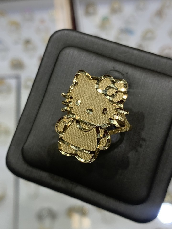 14 K Solid Yellow Gold Hello Kitty Ring | eBay