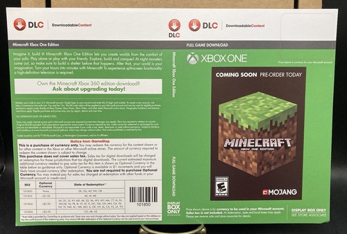 Minecraft Xbox One Edition GameStop Promotional Display Only Artwork | eBay