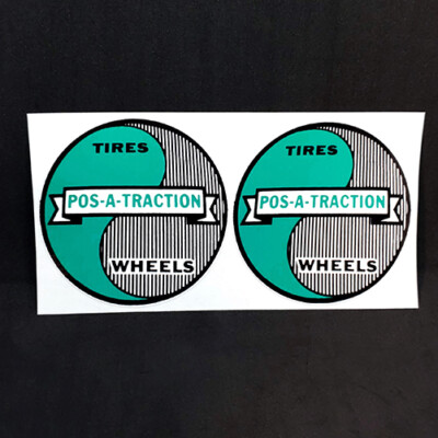 POS-A-TRACTION TIRES & WHEELS Vintage Style DECALS, Vinyl STICKERS, car ...