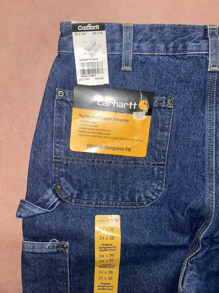 Vintage Carhartt Double Front Denim Logger Dungaree, Deadstock NWT Size ...