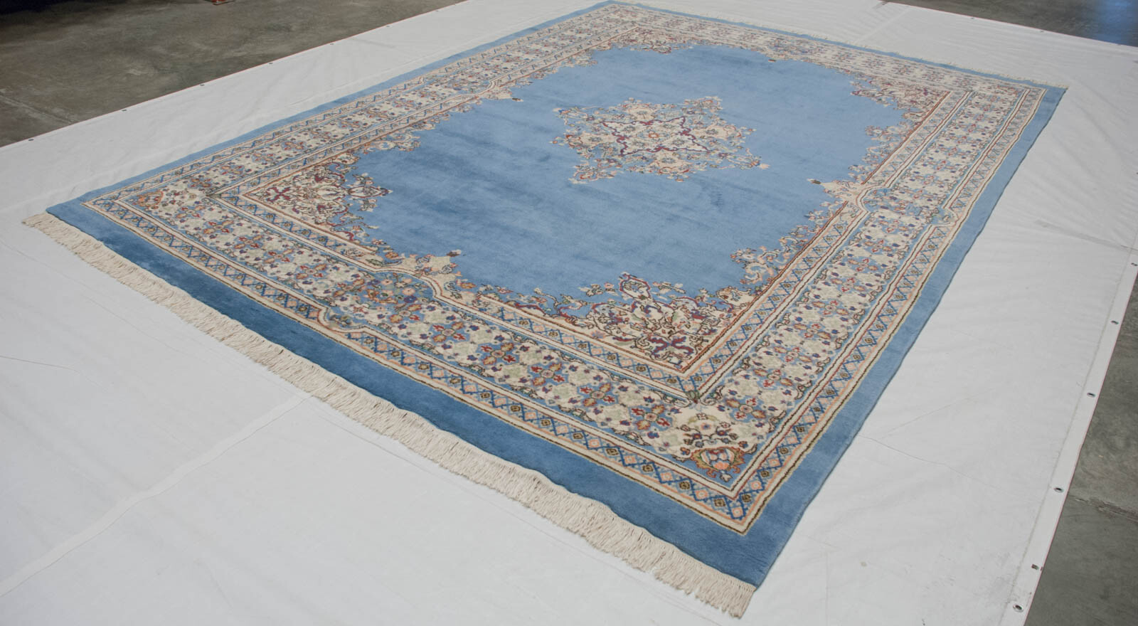 RRA 10x14 (9'10"x13'6") Indo Kerman Light Blue Field Rug 29849 | eBay