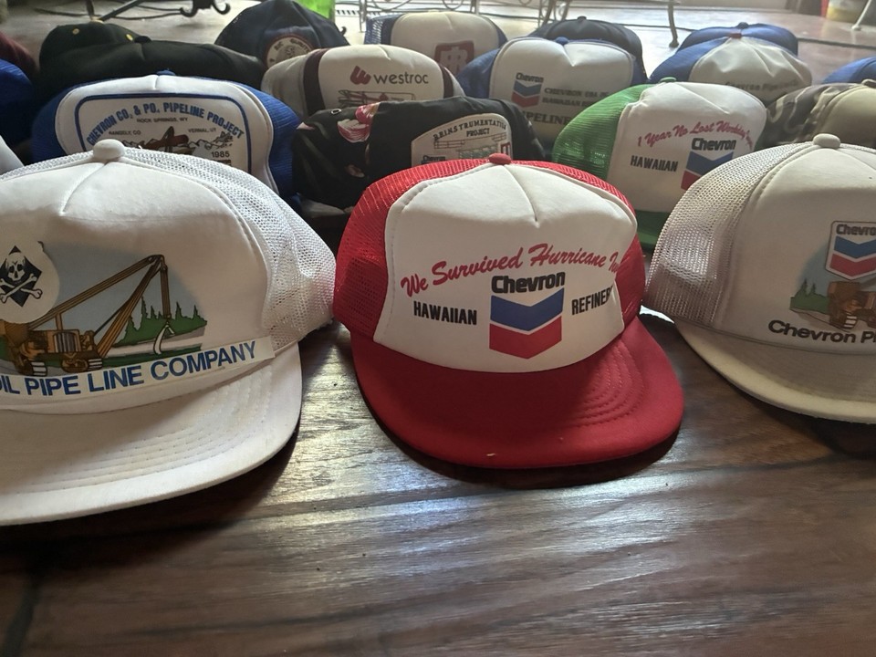 23x Chevron standard oil hats refinery shell snapbacks hawaii patch ...
