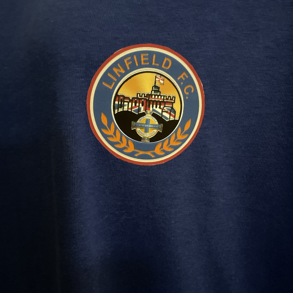 2xL blue unbranded t shirt with Linfield fc transfer | eBay UK