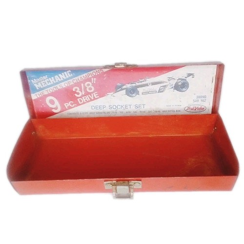 Vintage Master Mechanic Metal Box Red Rectangular Storage 8.5 x 3 ...