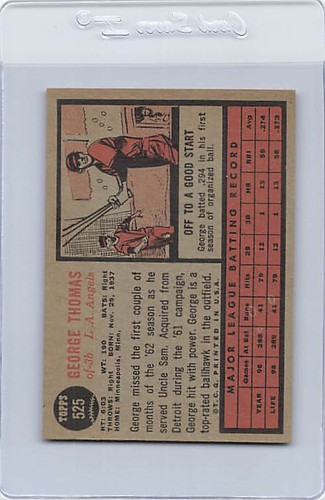 1962 Topps #525 George Thomas Angels NM *8604 | eBay