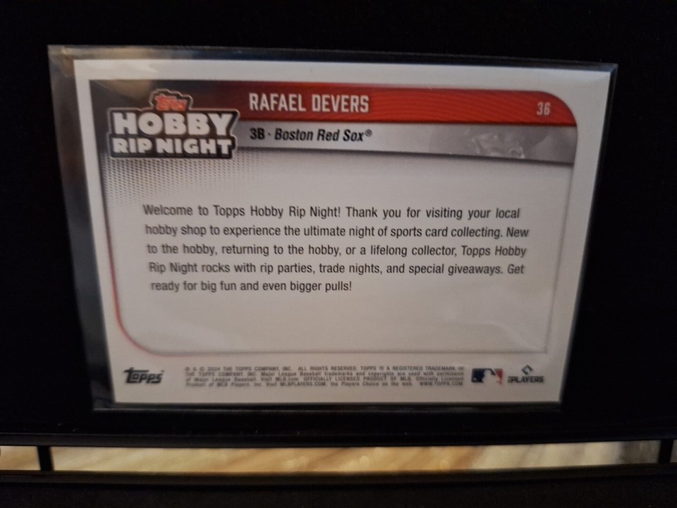 2024 Topps Hobby Rip Night Baseball Rafael Devers # 36 Boston Red Sox ...