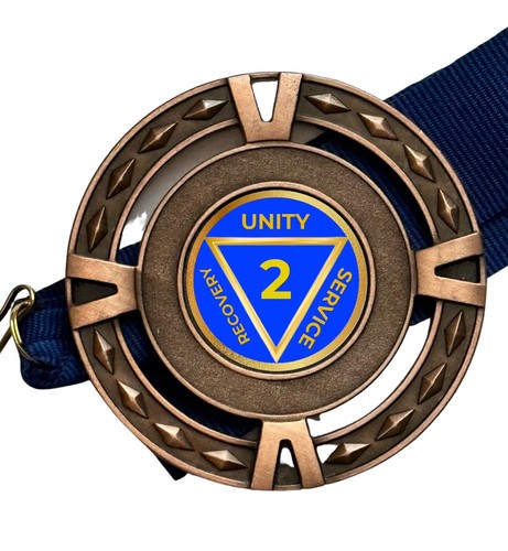Two Years Sober Award 60mm Tech Bronze Medal & Ribbon Engraved Free ...