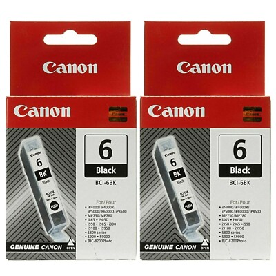 Canon 6 Black Ink Cartridge BCI-6BK iP 4000 8500 MP750 S800 series ...