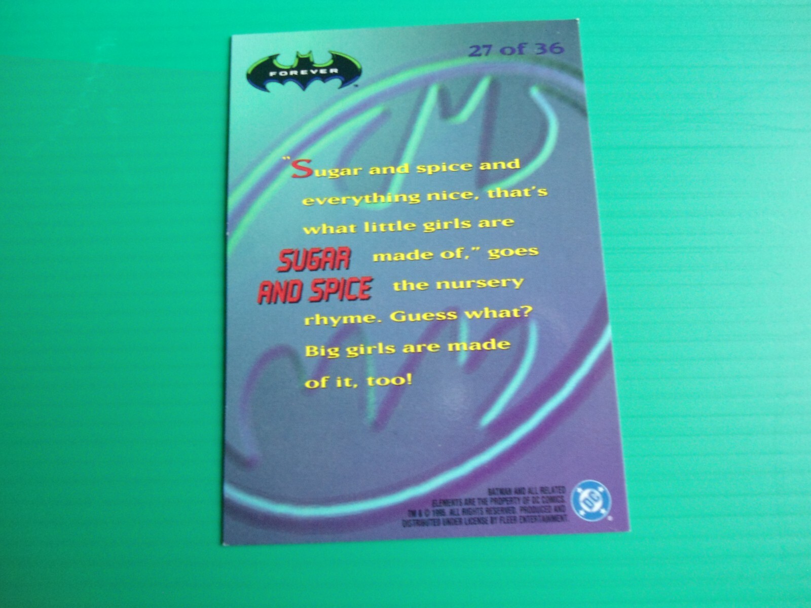 BATMAN Forever Le Film Trading Cards Rare Spécial Insert "Hologram" 27 ...