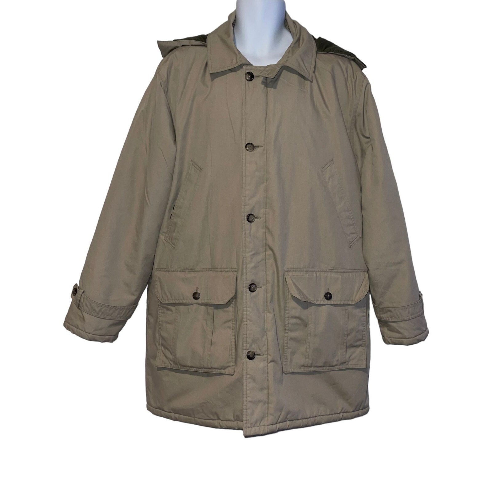 Vintage Field and Stream Khaki Coat Mens L Lined Insulated Pockets ...