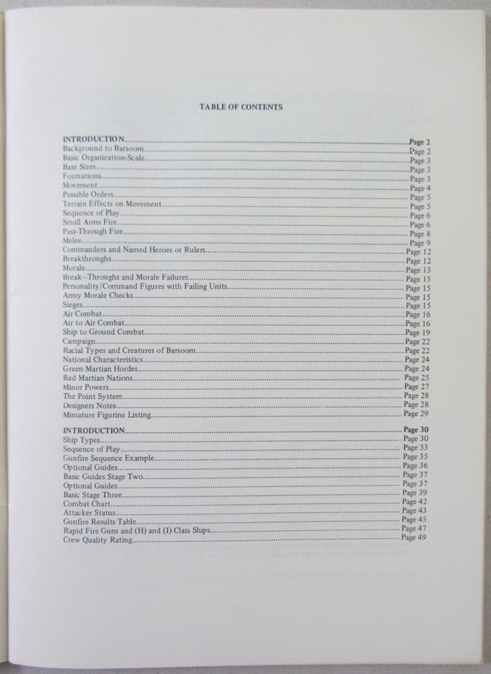 BARSOOMIAN BATTLE MANUAL~WAR GAME RULES FOR EDGAR RICE BURROUGHS~JOHN ...